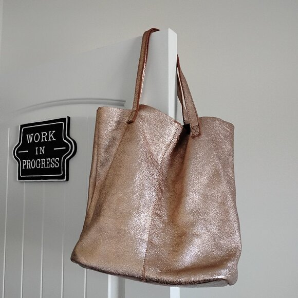 None | Bags | Pewter Colored Leathered Hobo Bag Nwot | Poshmark